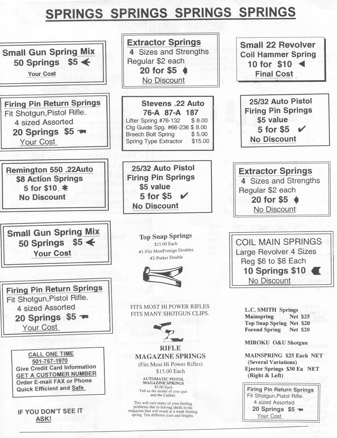 GUN SPRINGS ,Bob's Gun Shop,MILLIONS of Gun Springs, Shotgun Hammer ...